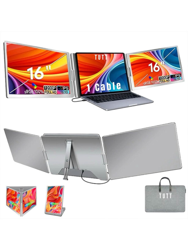 Triple Portable Laptop Screen Extender ,16 Inch , FHD 1080P IPS
